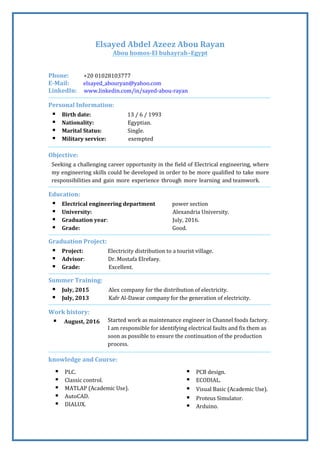 cv-sayed-electric engineer | PDF