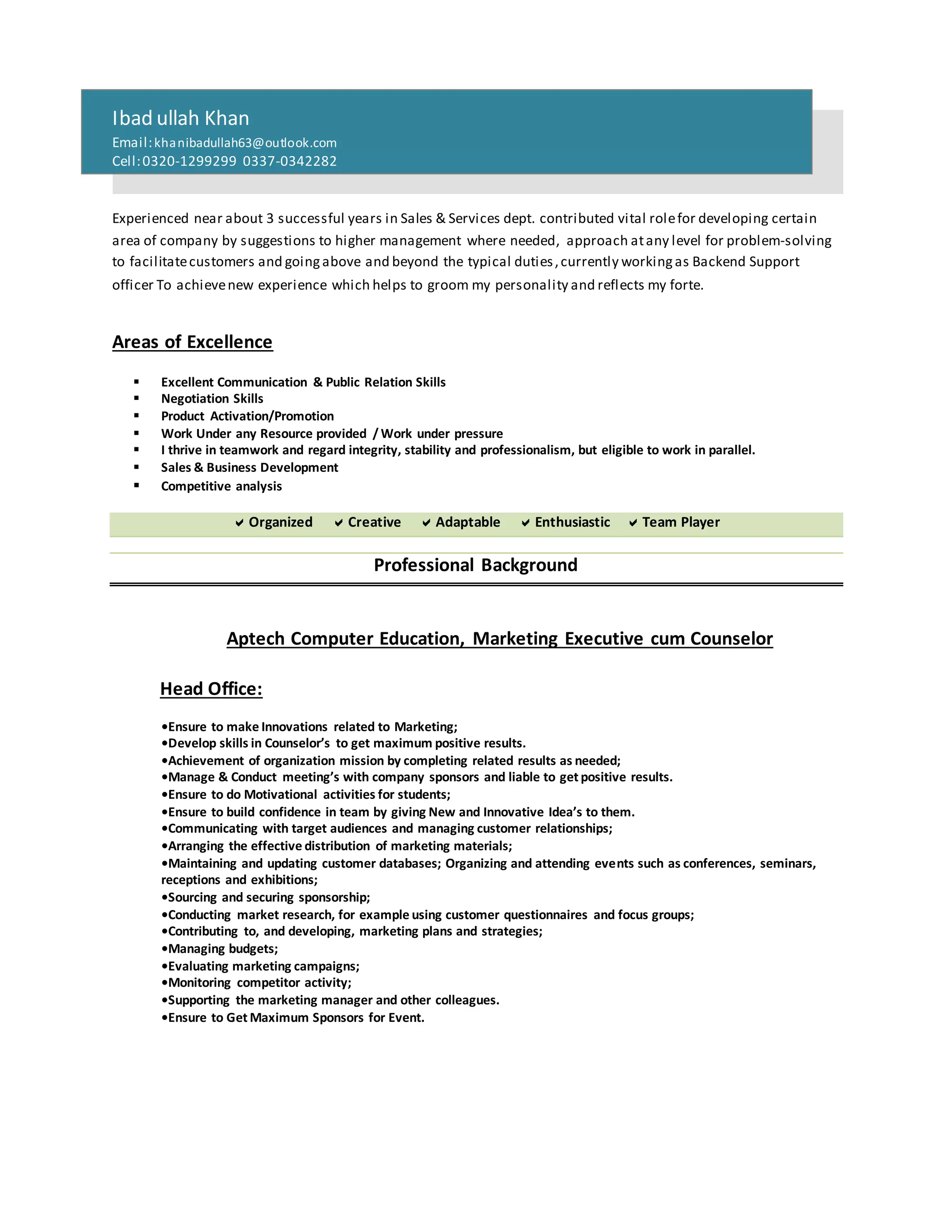 Curriculum vitae Ibadullah Khan | PDF Curriculum vitae Ibadullah Khan | PDF