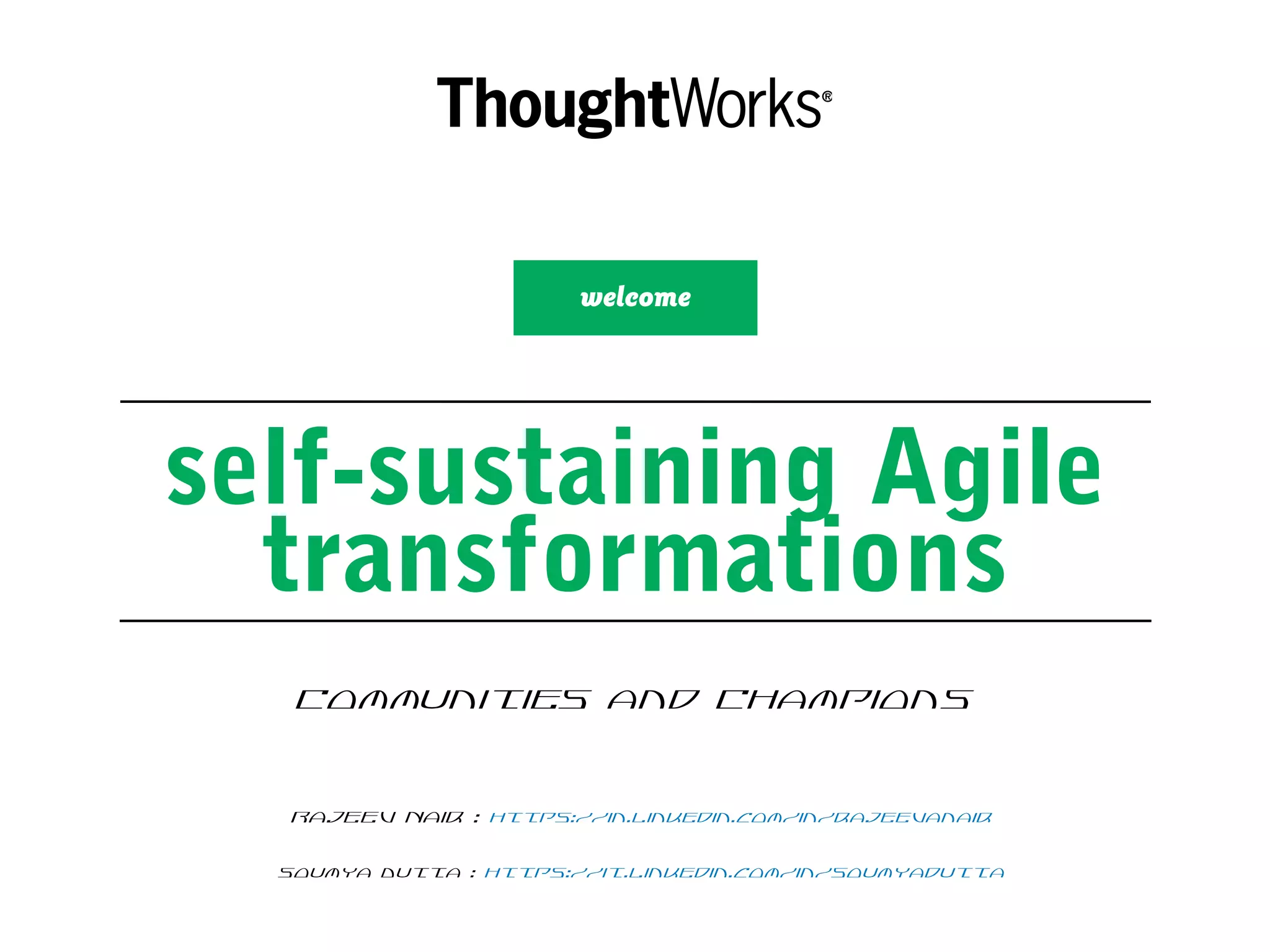 Self sustaining Agile transformations | PPT