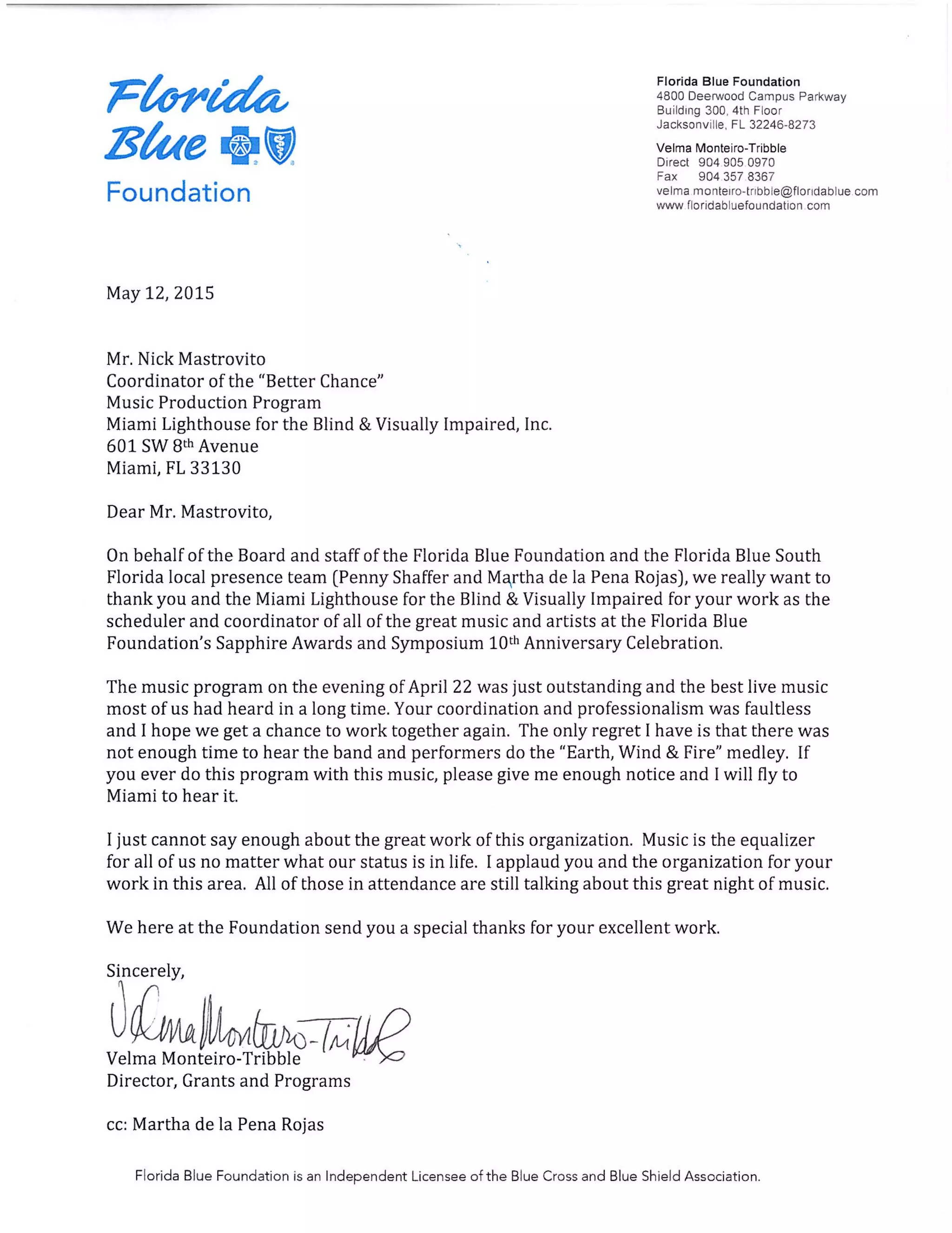 Florida Blue Recommendation Letter | PDF