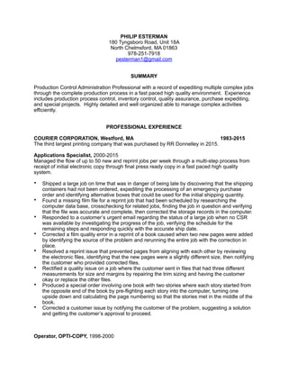 PHILIP ESTERMAN, Resume | PDF