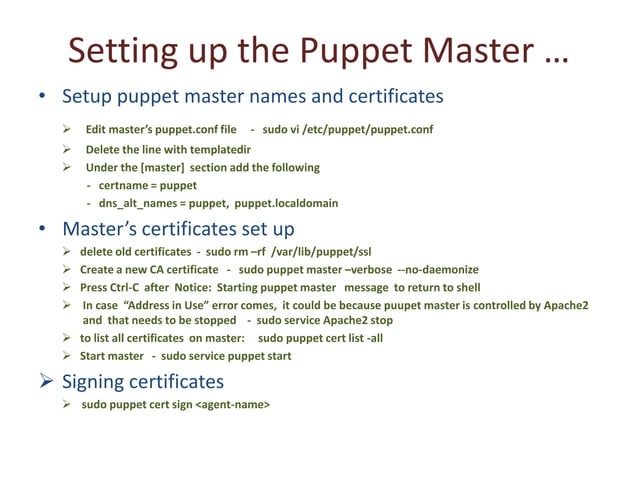 Installaling Puppet Master and Agent | PPT