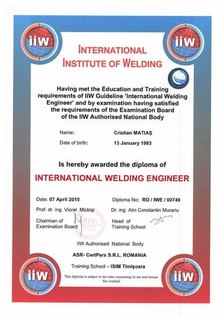 Cristian Matias - IWE-EWE diploma | PDF
