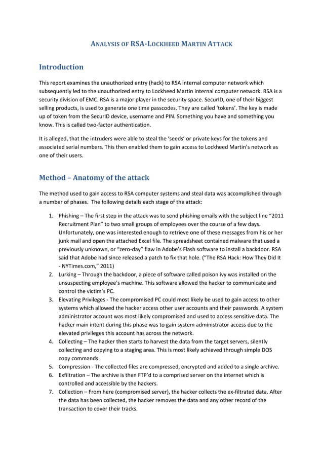 Analysis of RSA Lockheed Martin Attack | PDF