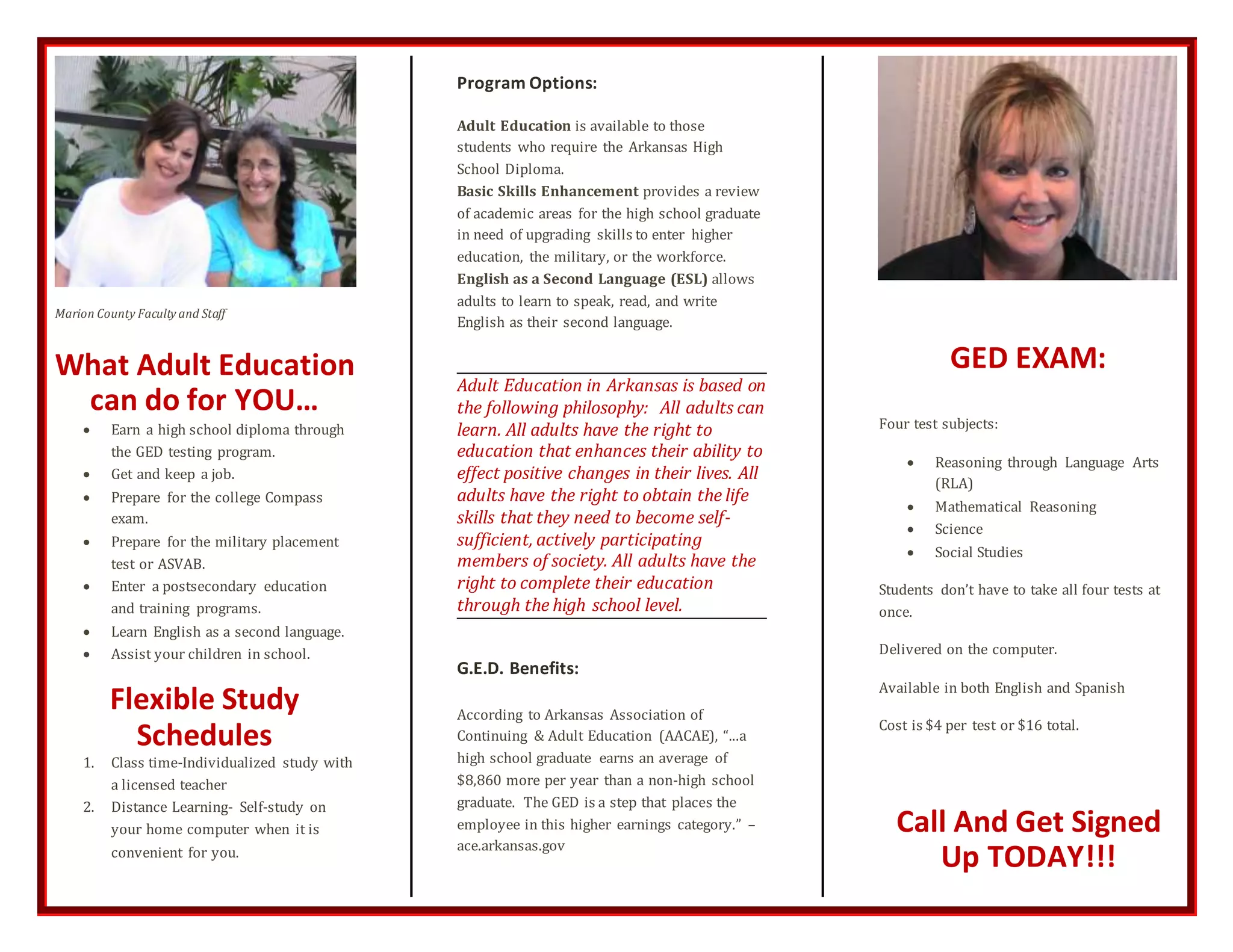 Adult Ed Brochure | PPT