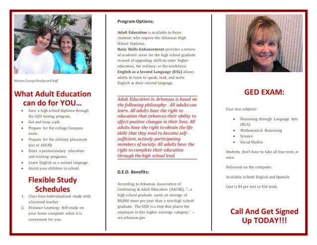 Adult Ed Brochure | PPT
