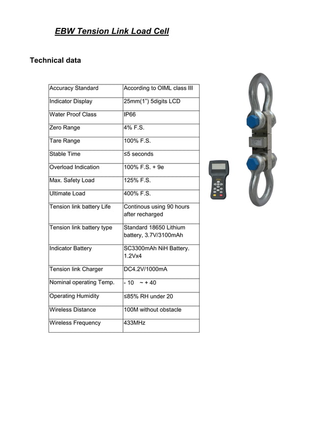 EBW Tension Link Load Cell | PDF