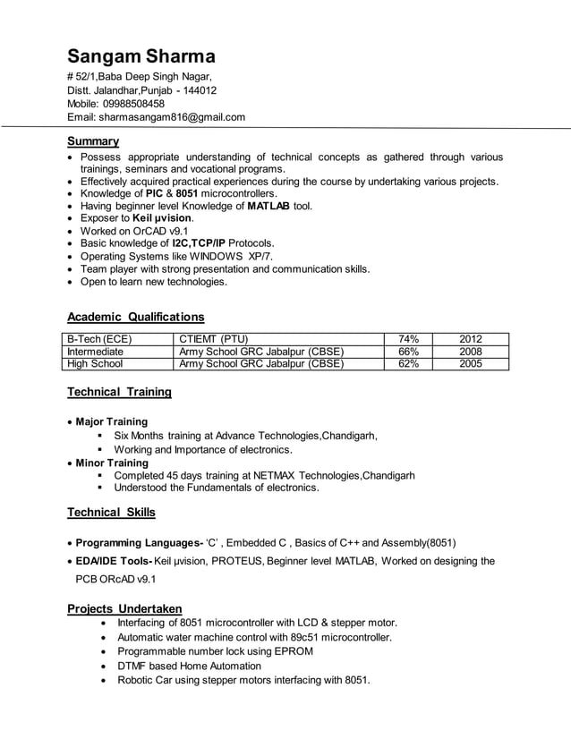RESUME_Sangam Sharma | DOCX | Technology & Computing