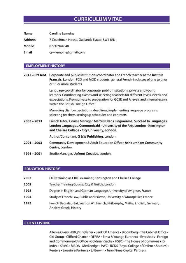 Caroline Lemoine CV | PDF | Publishing Industry | Industries
