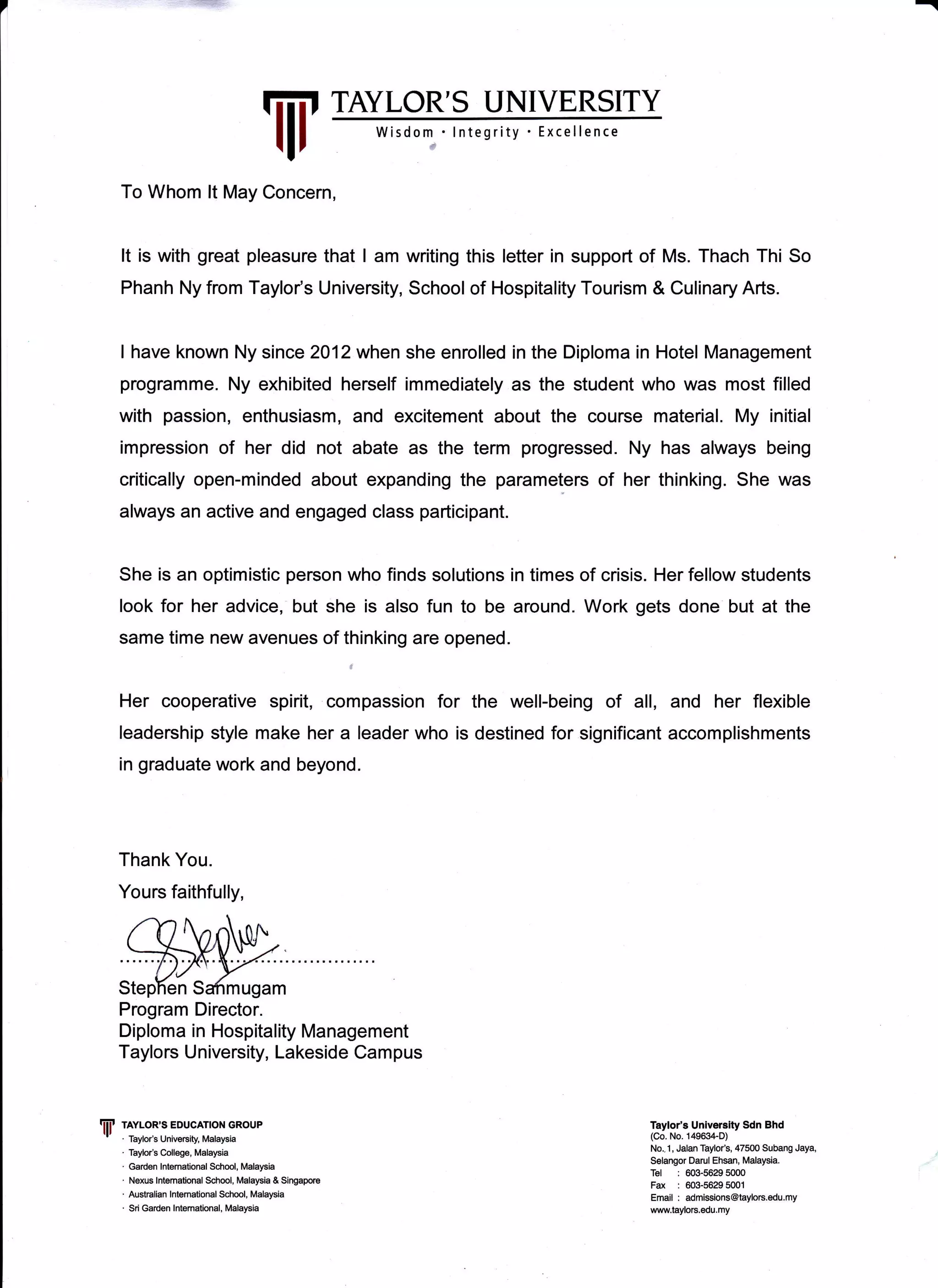 Recommendation letters from program director | PDF