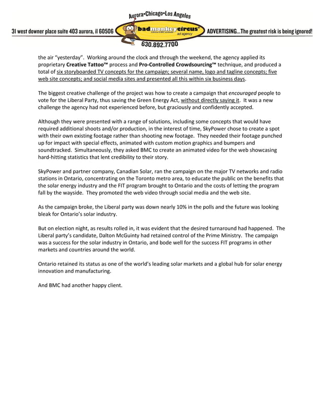 BMC Case Study ShineONtario 030113 | PDF