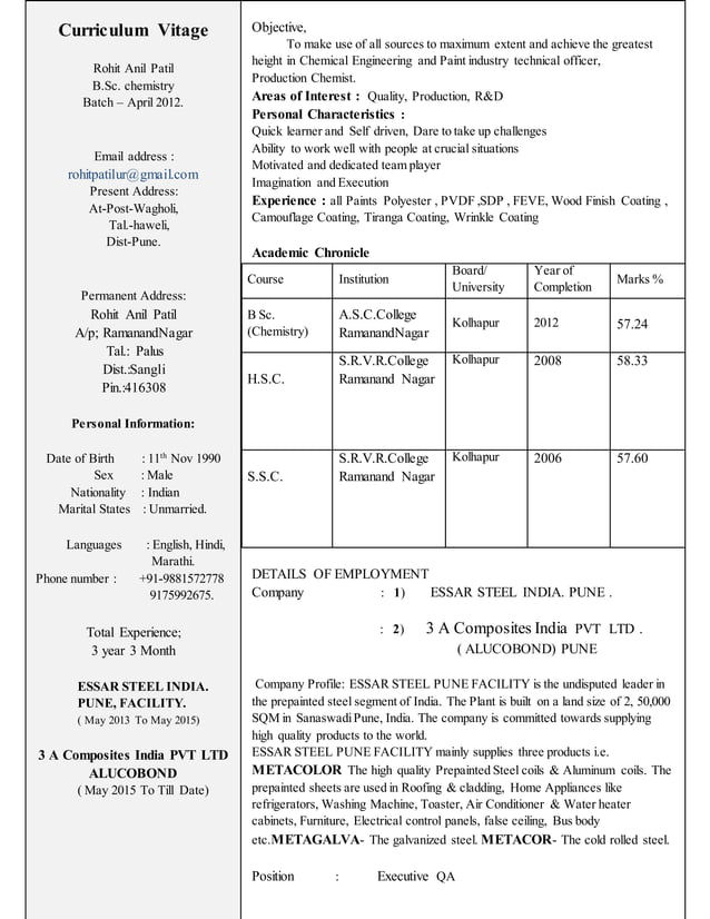 Rohit Patil CV 3A | PDF