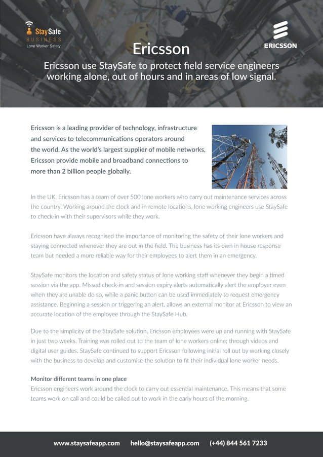 Ericsson StaySafe Case Study | PDF | Computer Networking | Computing