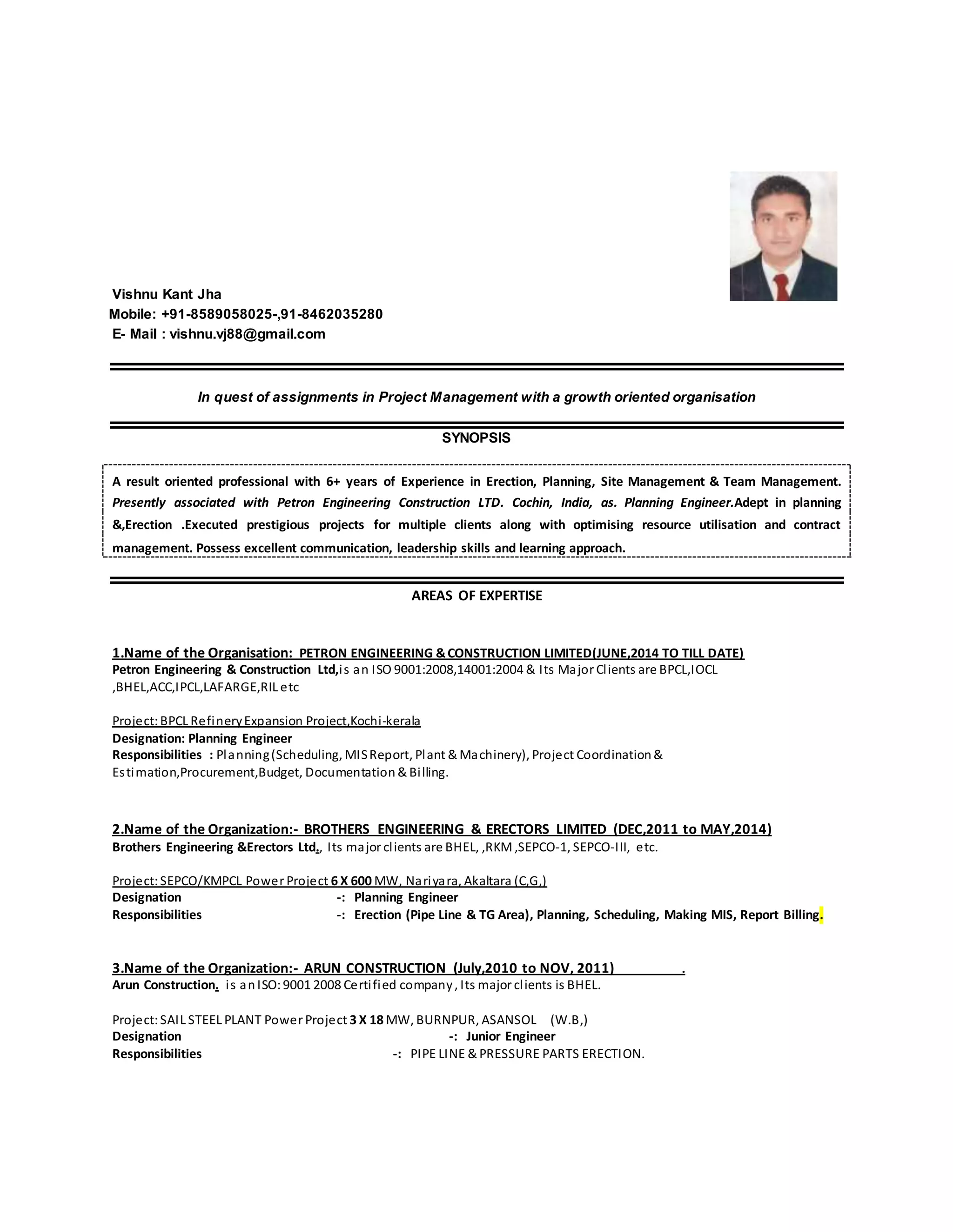 CV ,VK JHA | DOCX | Civil Engineering Industry | Industries