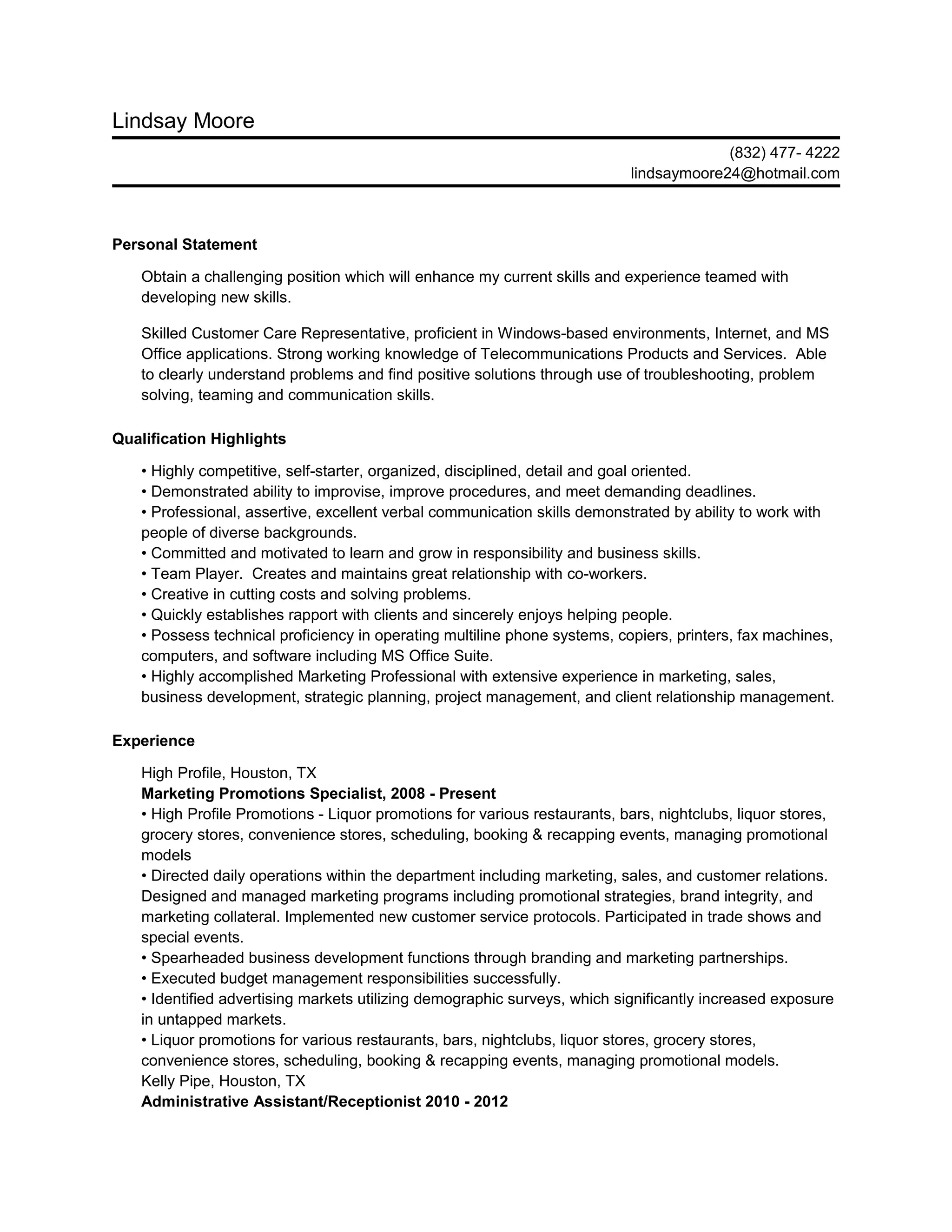 Lindsay Moore Resume | DOC