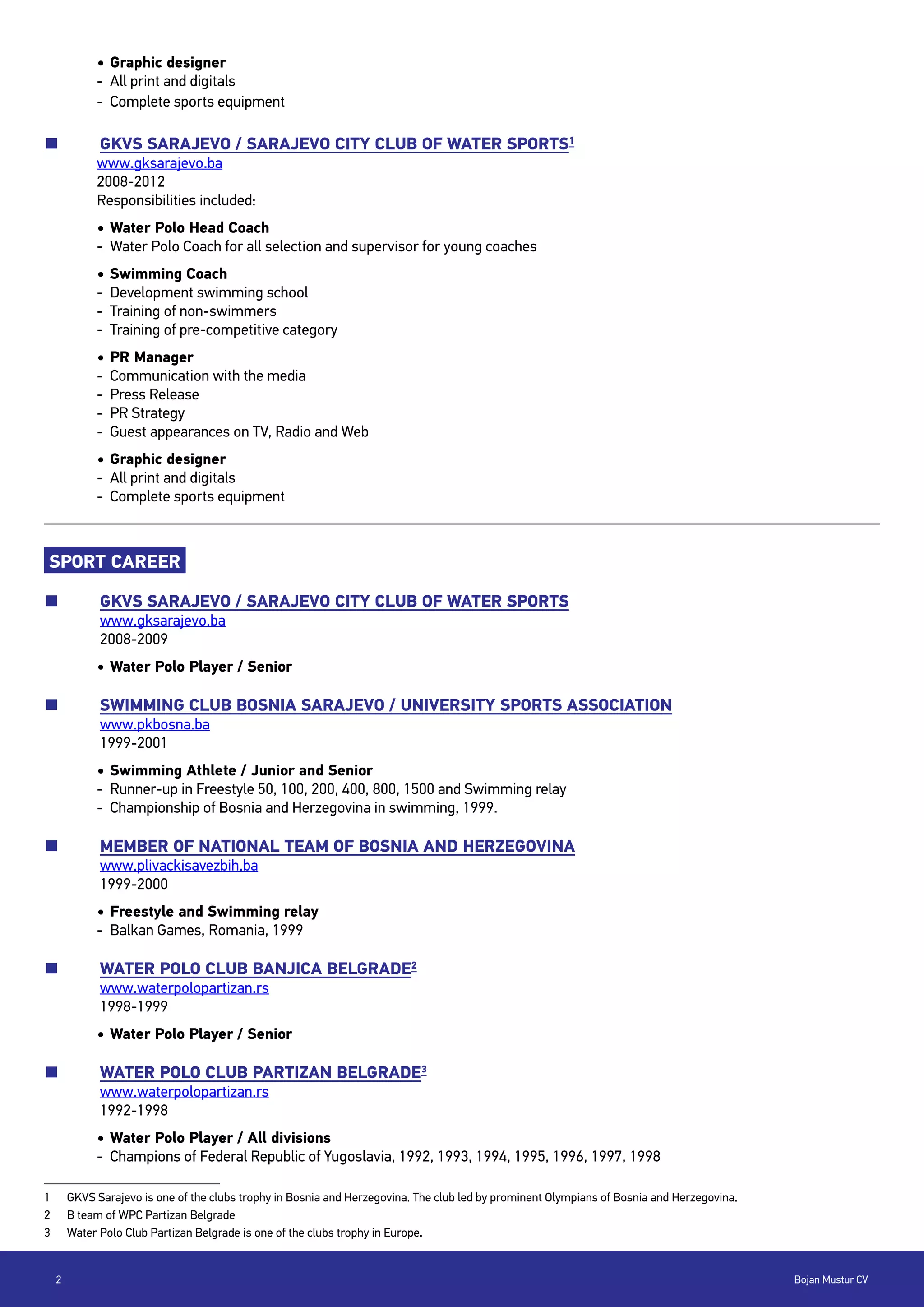 Bojan_Mustur_CV_Sport | PDF
