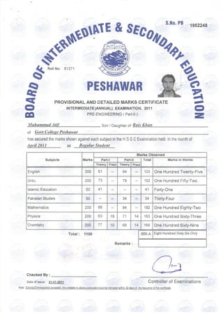 fsc.mark sheet | PDF