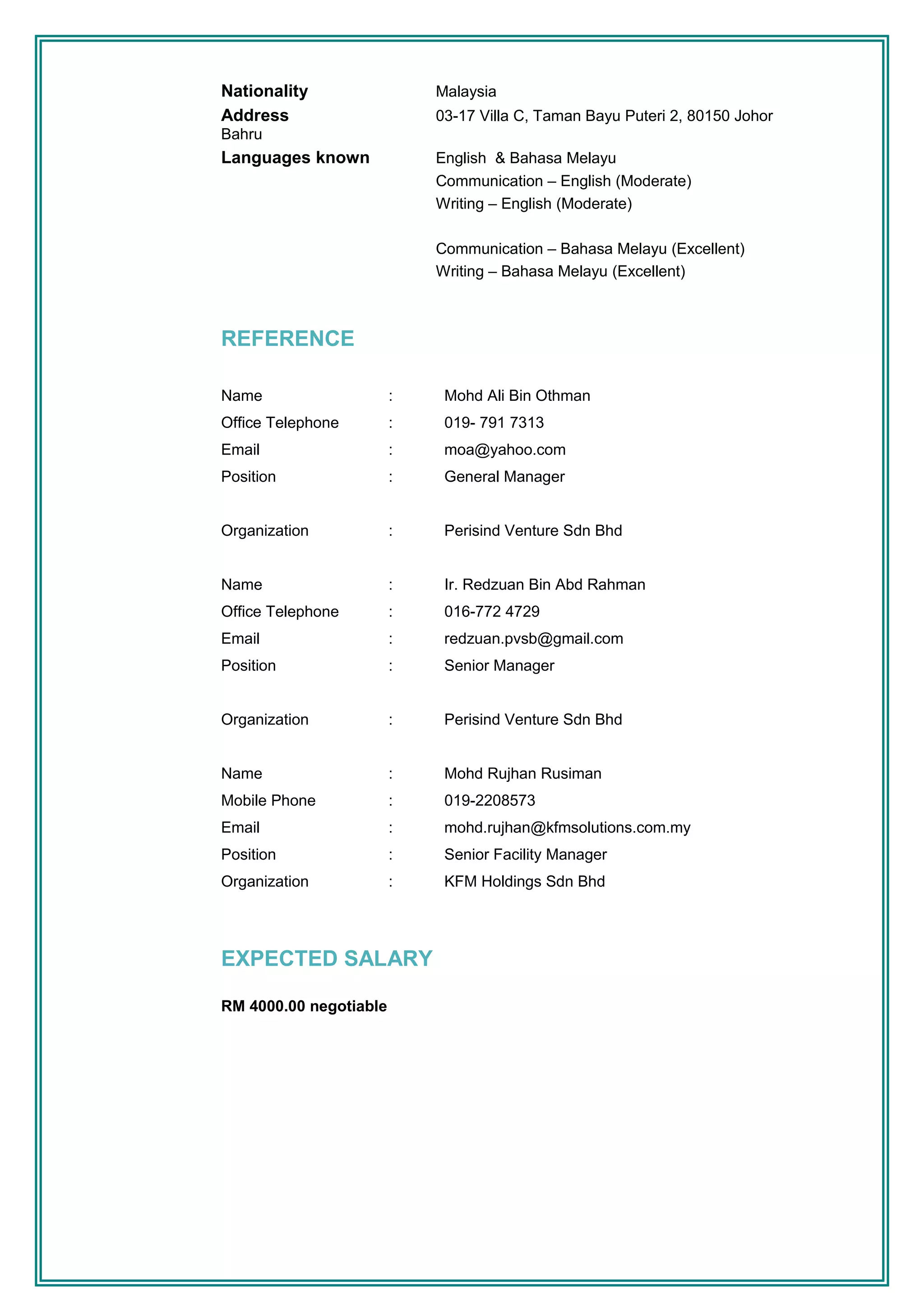 Noor Akimah Resume 2015 | PDF