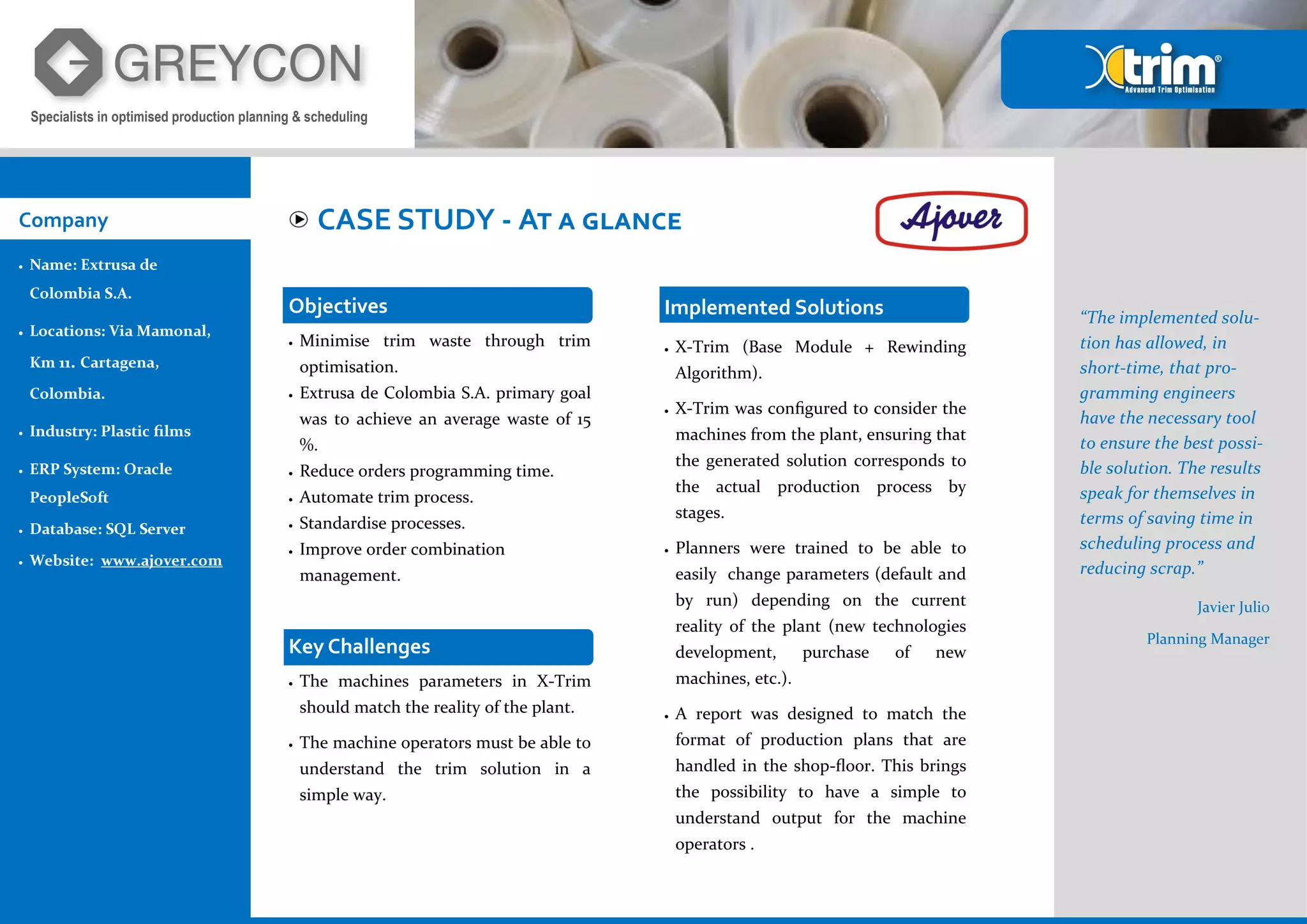 Greycon Case Study - AJOVER X-Trim | PPT