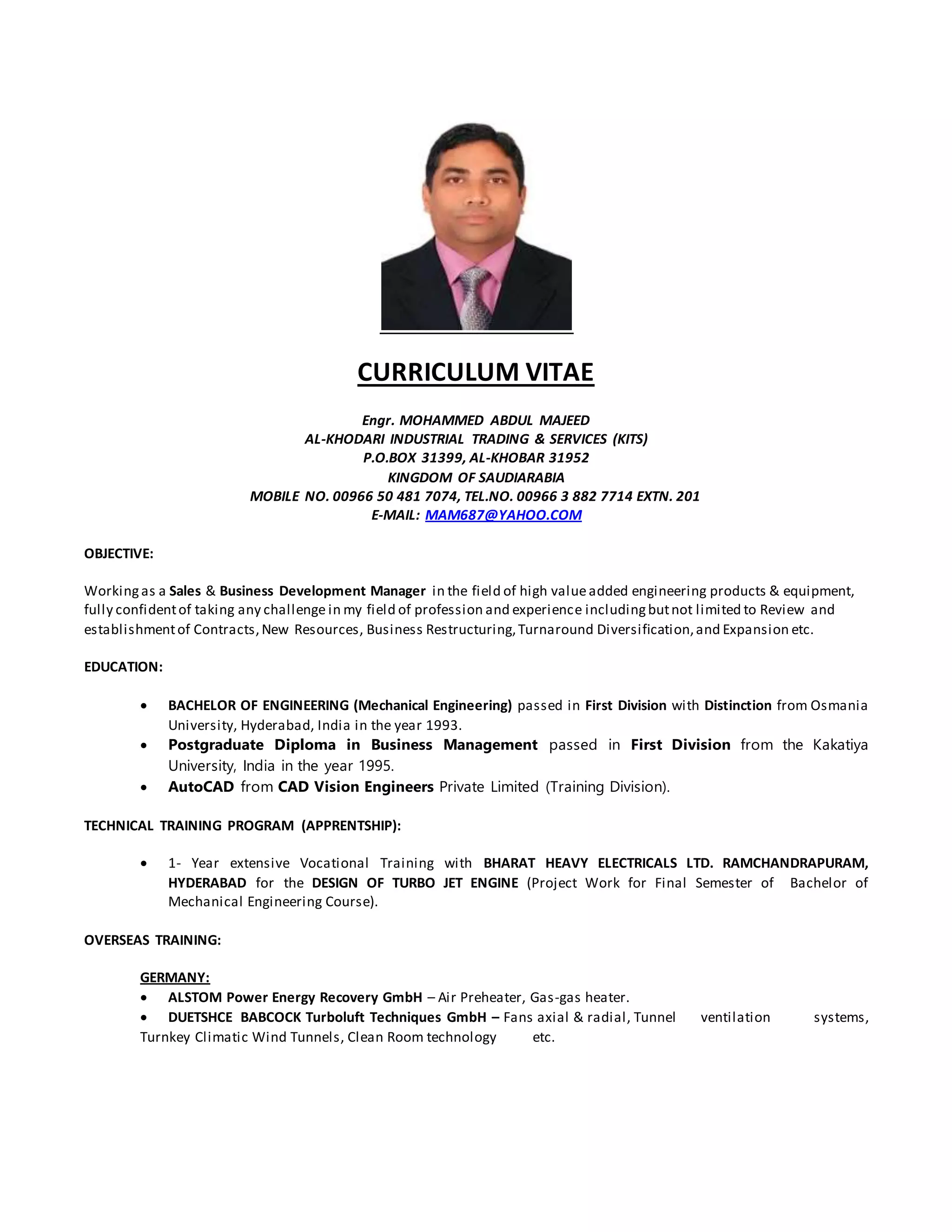 Mohammed Abdul Majeed CV- General Manager | DOCX