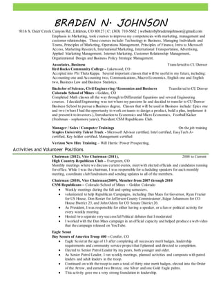 Braden Johnson Resume - August 2015 | DOCX