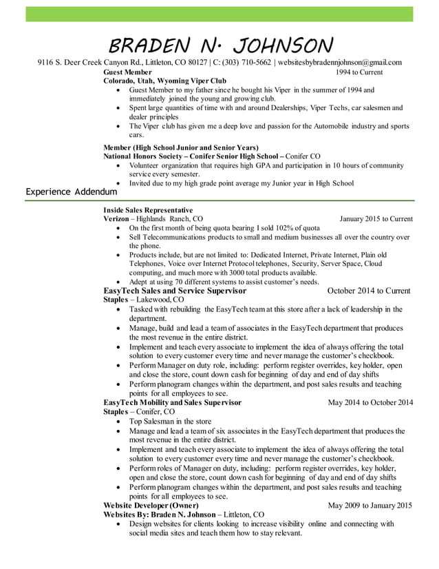 Braden Johnson Resume - August 2015 | DOCX