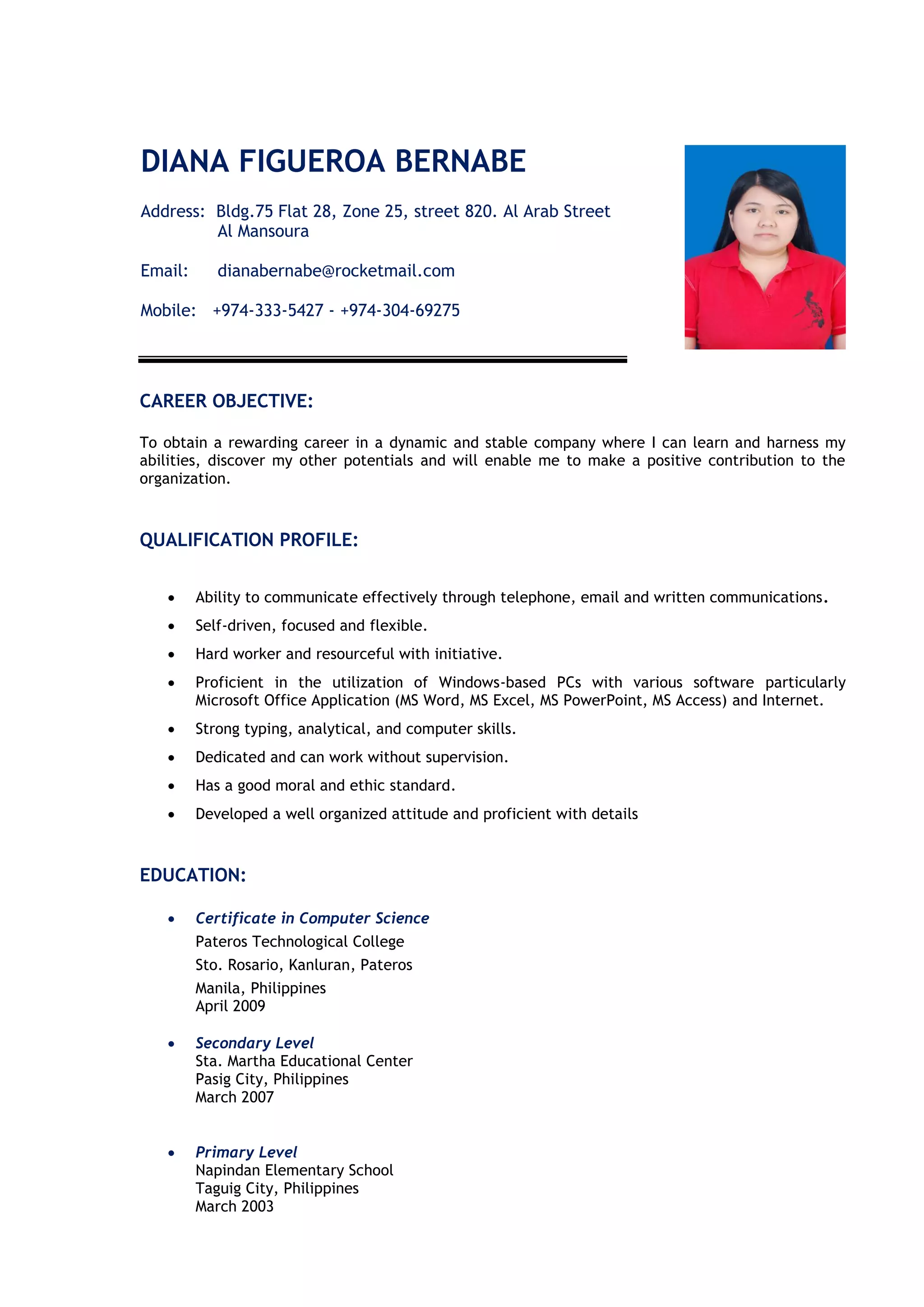 Diana Bernabe CV | PDF