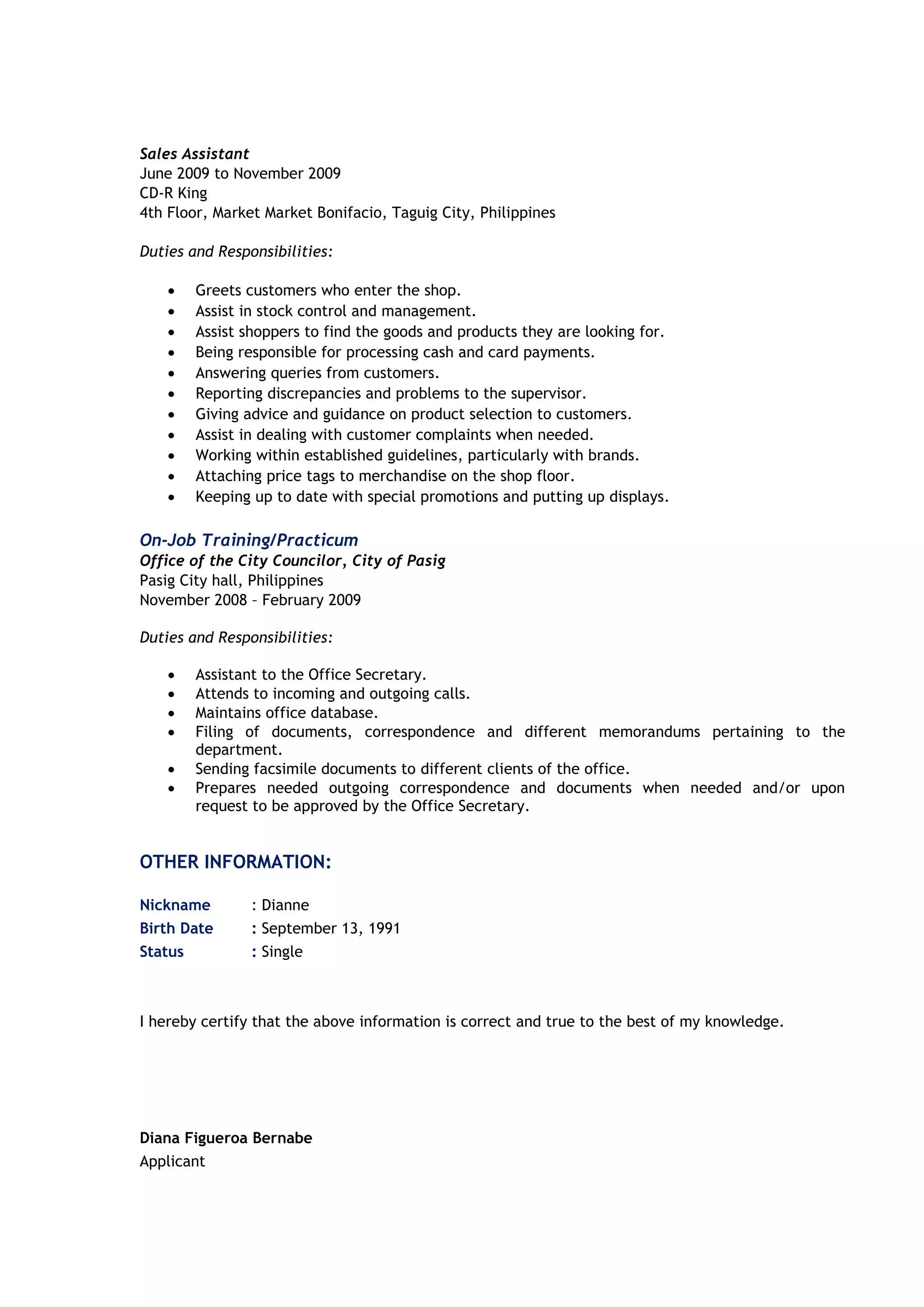 Diana Bernabe CV | PDF