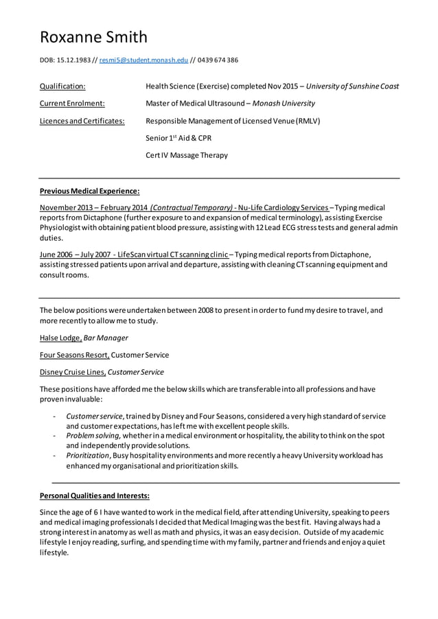 Roxanne Smith CV 2016 | PDF