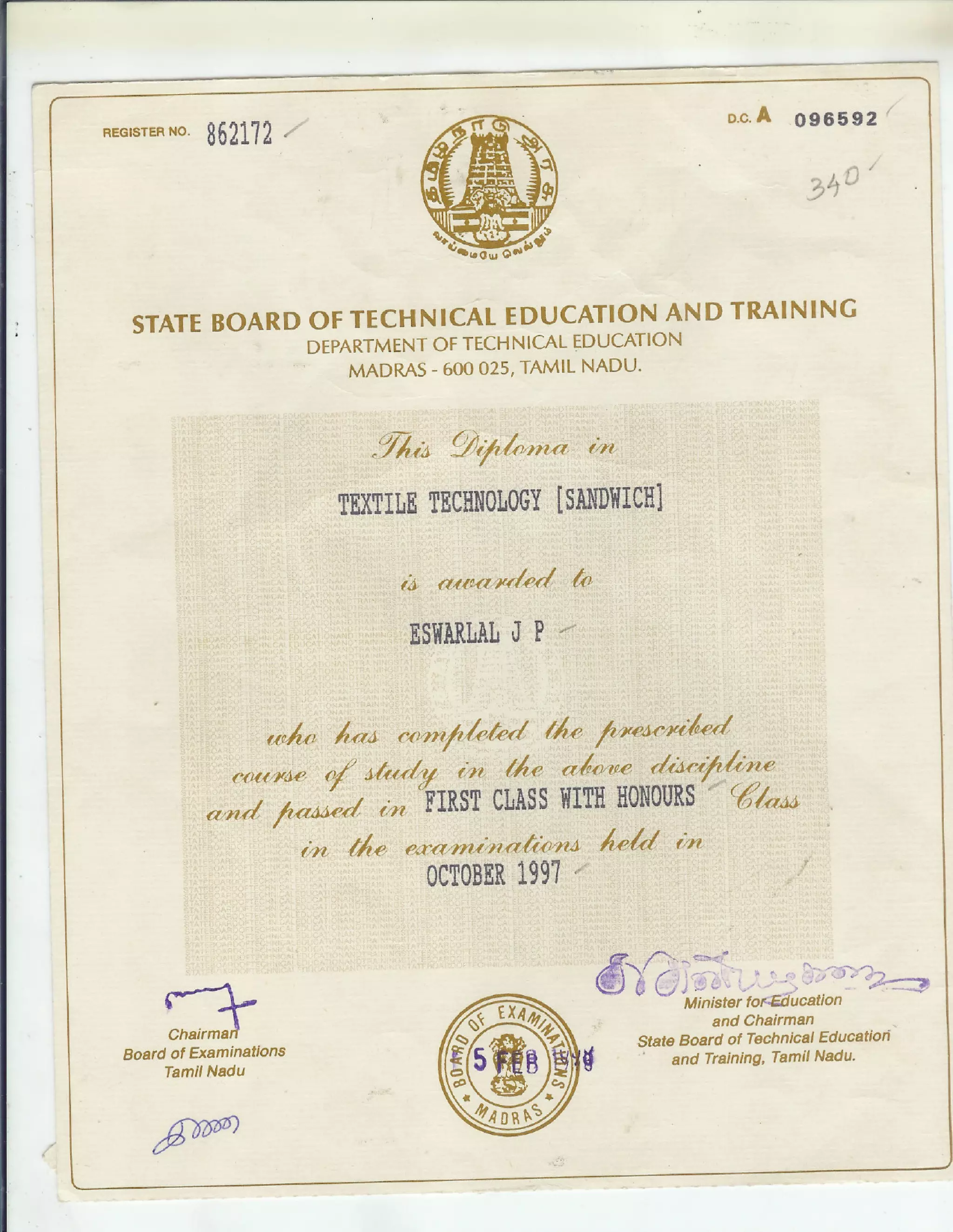 Textile Technology - Diplomo Certificate | PDF