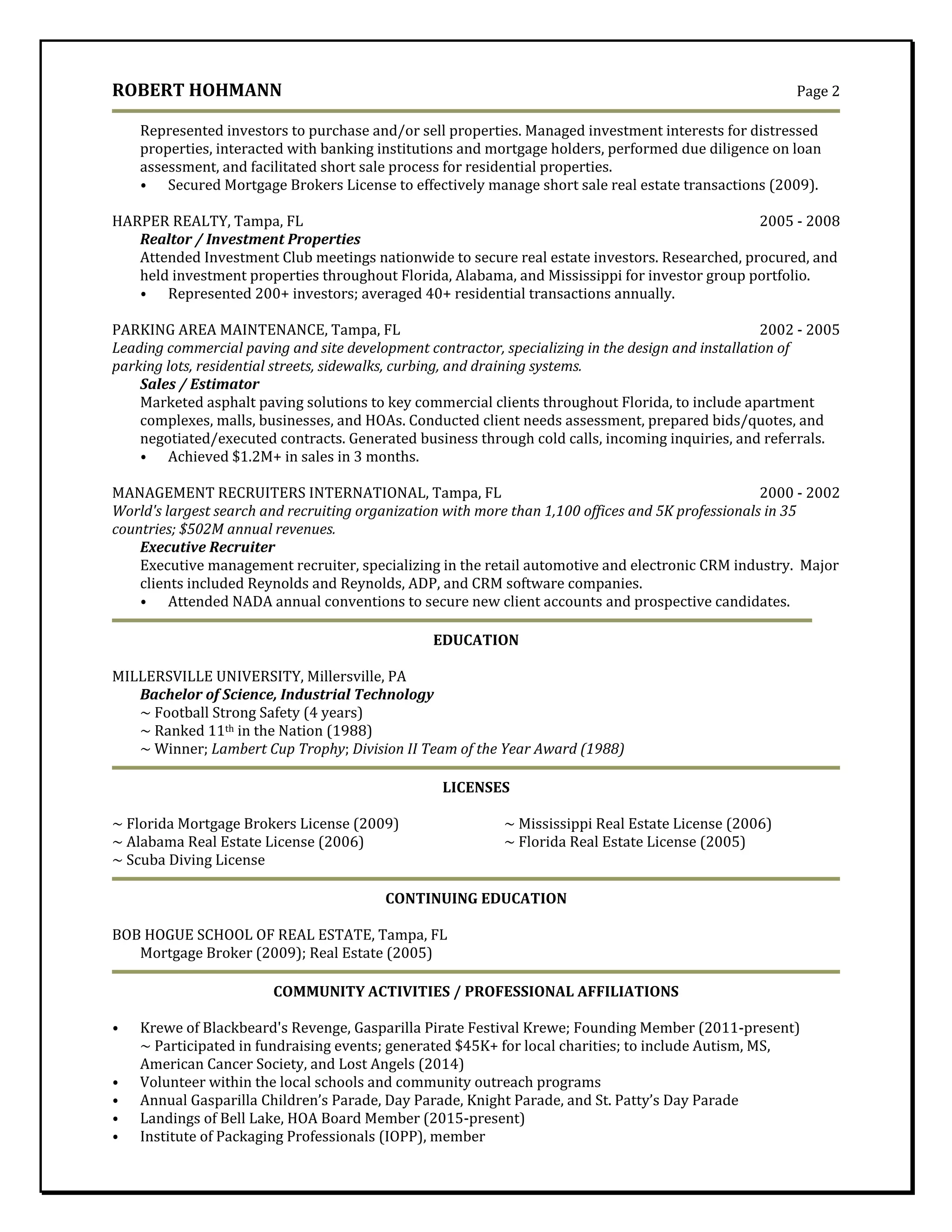hohmann robert resume 2 | PDF