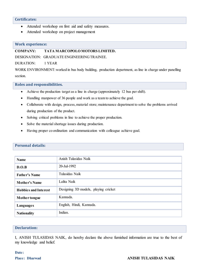 2015 resume anish | PDF