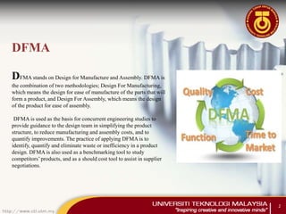 Design for manufacturing and assembly (DFMA) Presentation | PPTX