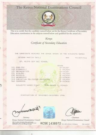 KCSE CERT | PDF