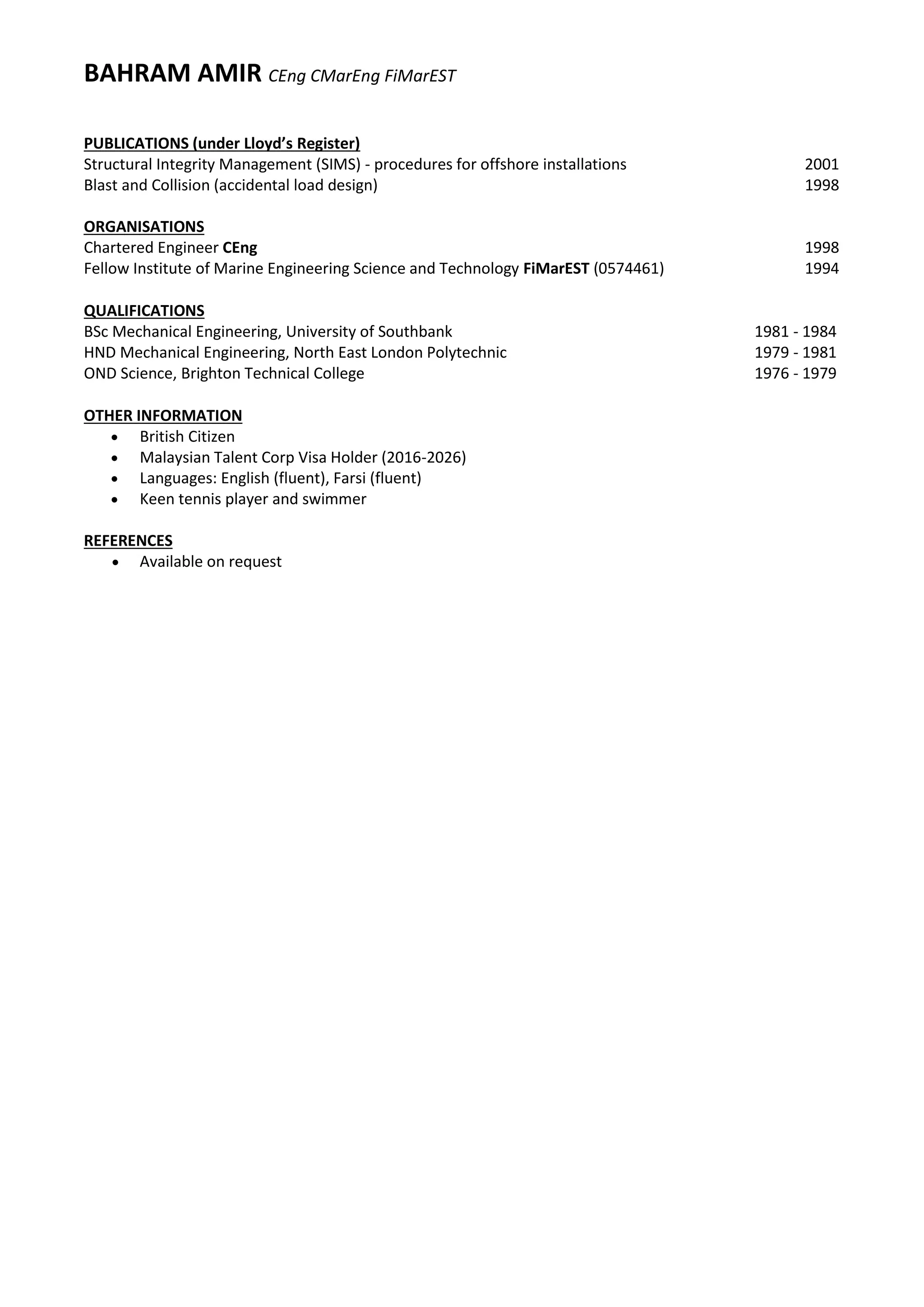 Bahram Amir CV - LinkedIn | PDF