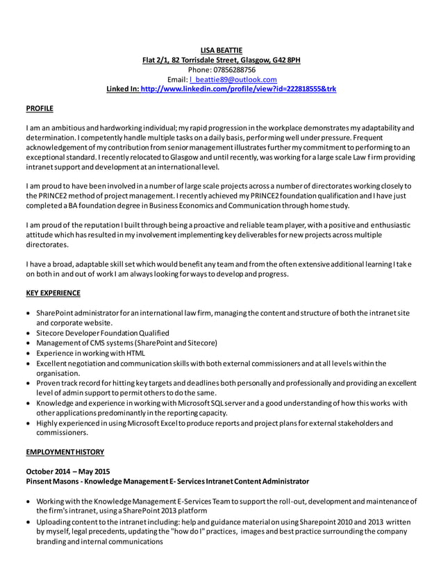 CV Lisa Beattie | PDF