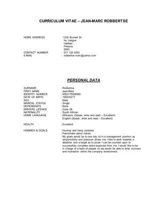 Jean-Marc Robbertse CV | DOCX