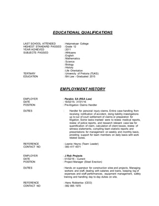 Jean-Marc Robbertse CV | DOCX