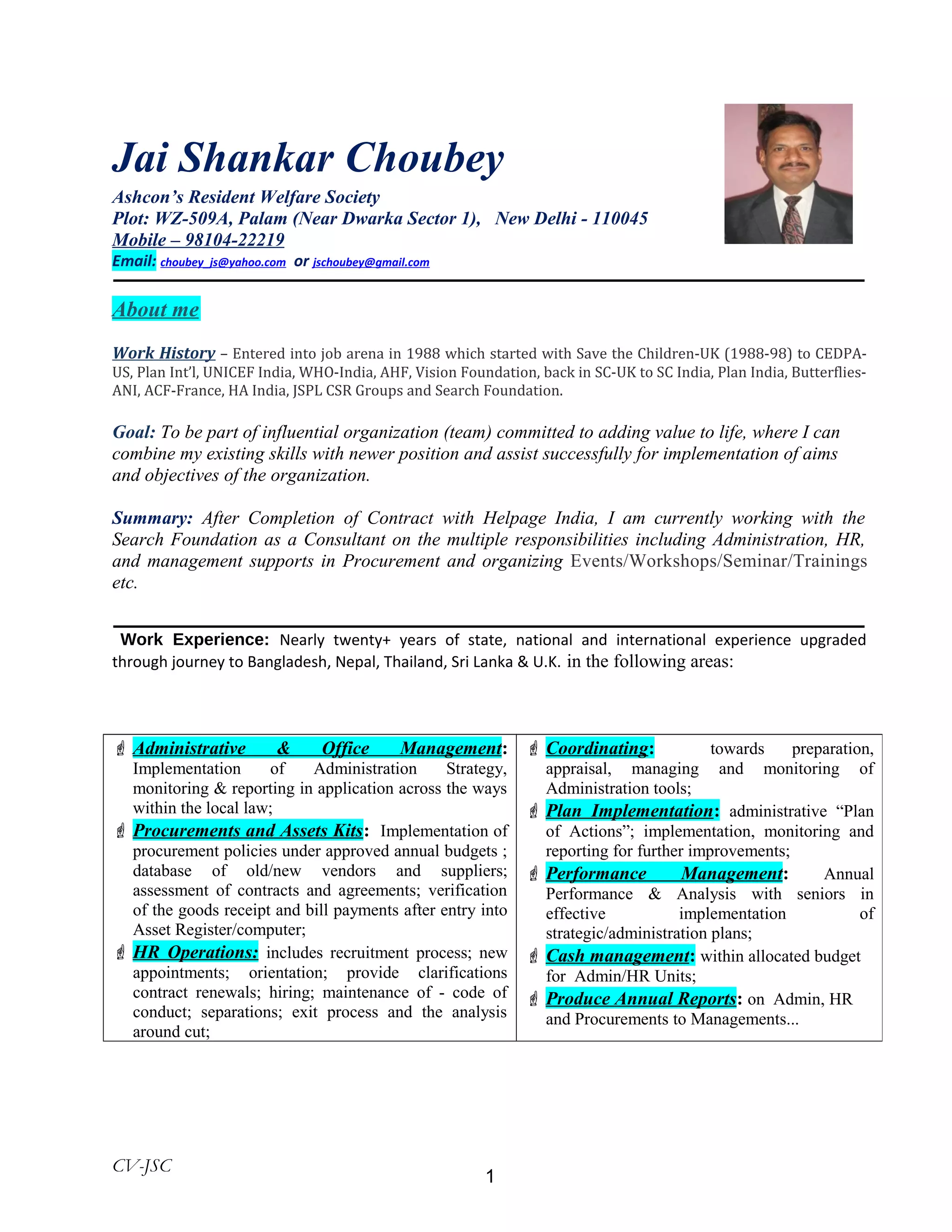 A Brief CV - JS Choubey | PDF