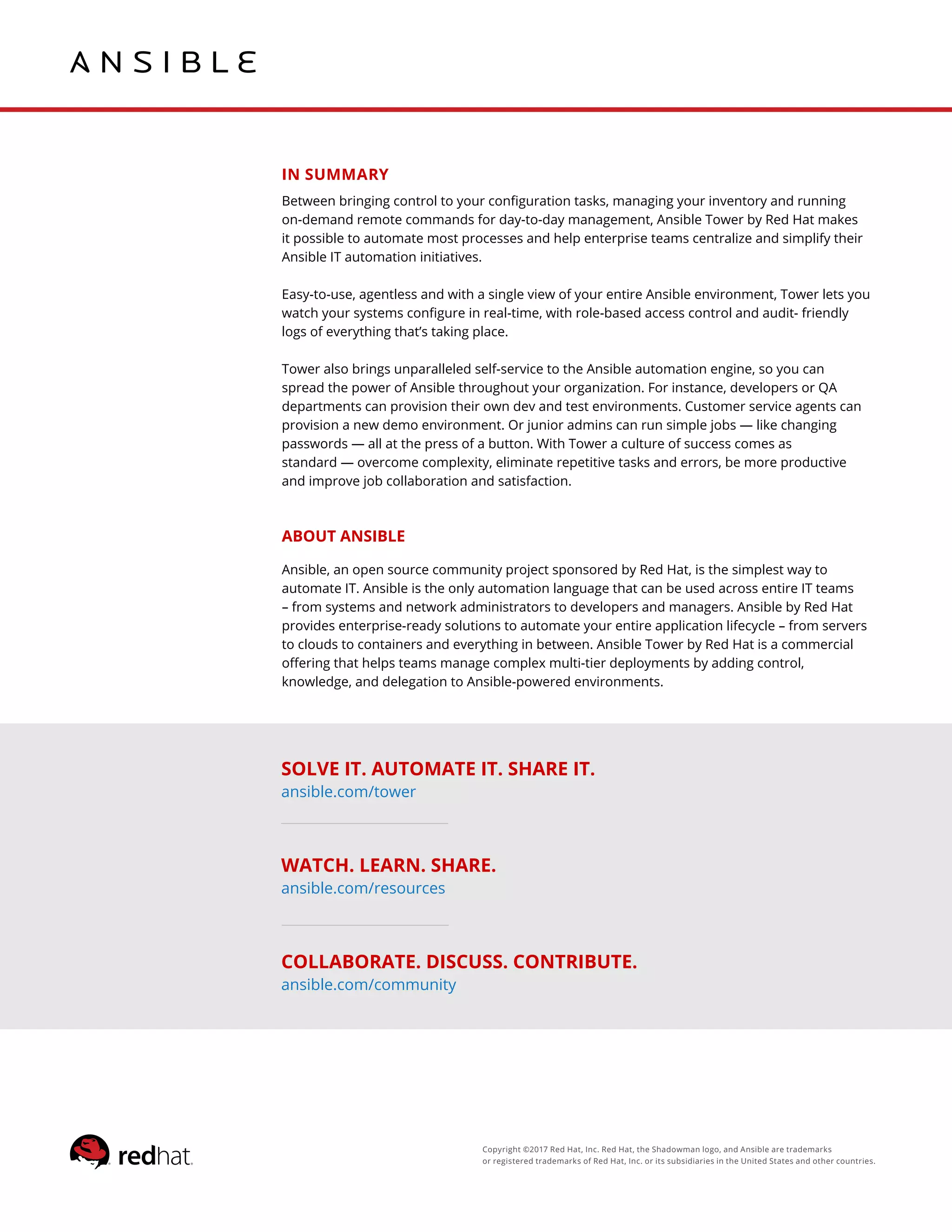 Control-with-Ansible-Tower | PDF