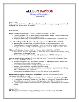 Allison Dawson Resume