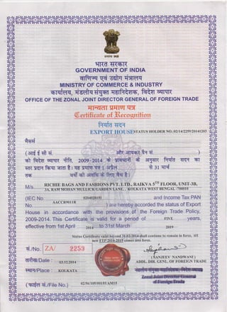 Export House Certificate | PDF