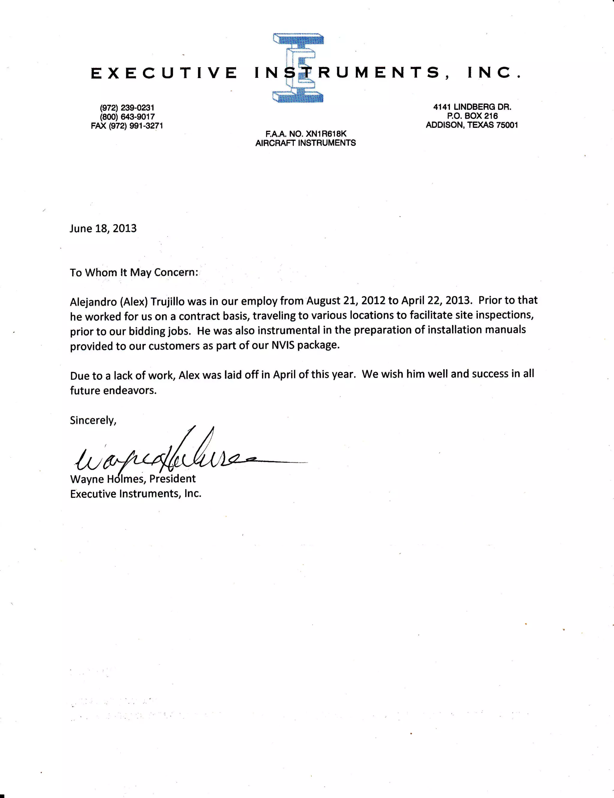 Letter of Recommendation - Executive Instr. | PDF
