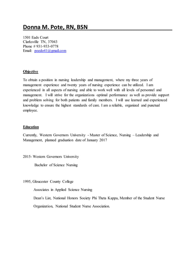 DONNA RESUME 2016 | DOCX
