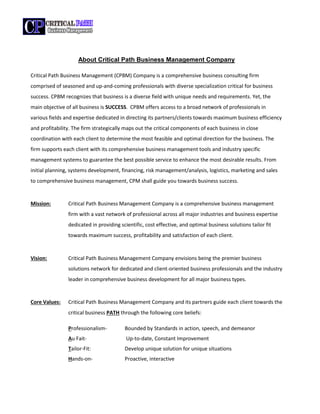 CPBM Company Profile | PDF