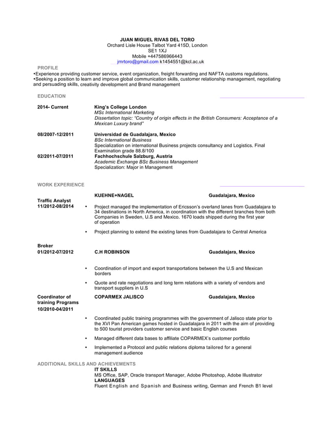 resume miguel | PDF | Business | Business and Finance