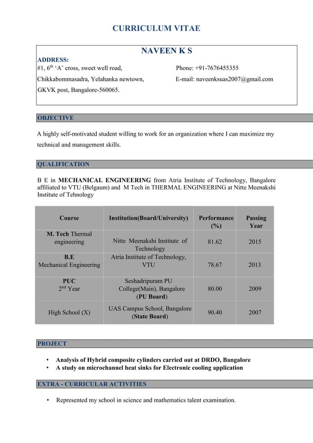 naveen CV | PDF | Education