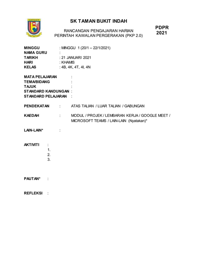 contoh rph pdpr 2021 (1) | PDF