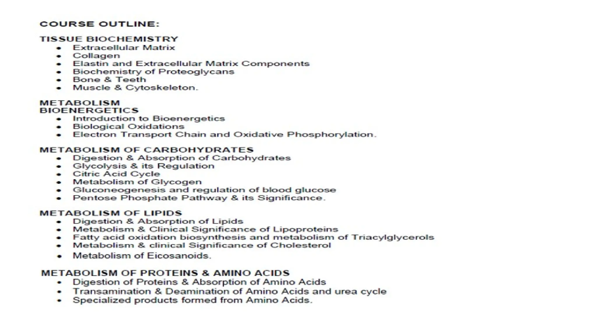 DPT - Biochemistry & Genetics - II (Course outline) | PPT