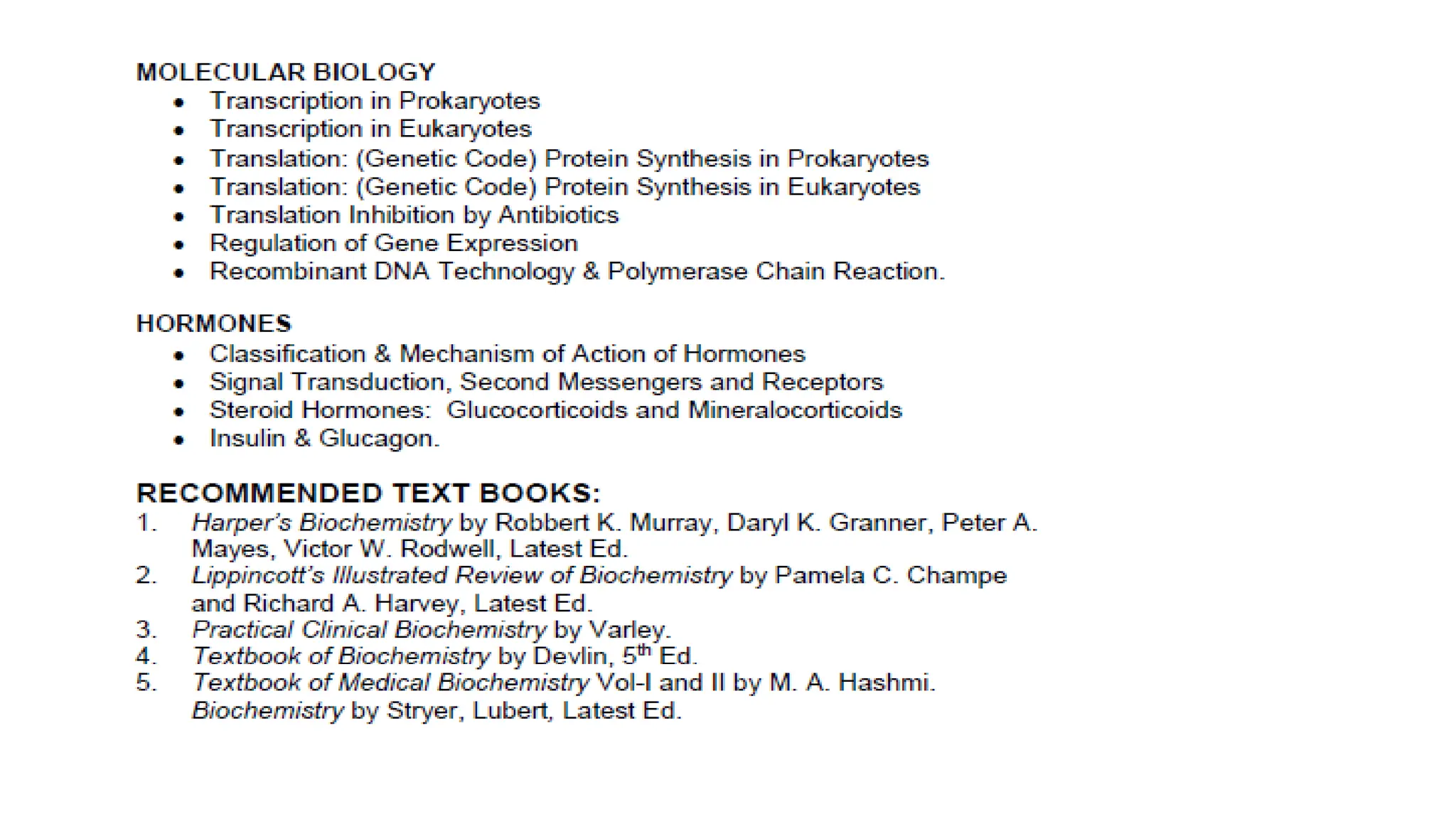 DPT - Biochemistry & Genetics - II (Course outline) | PPTX